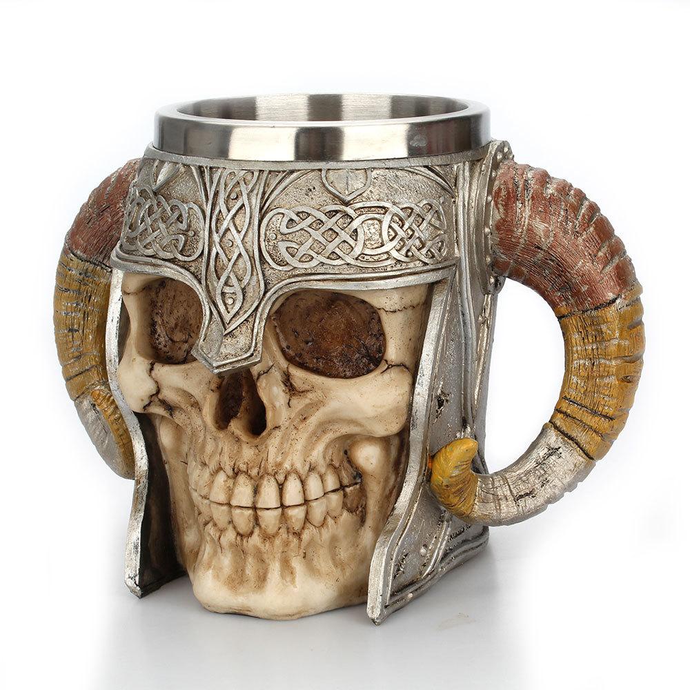 Epische Wikinger-Schädel-Tasse – Heavy Metal Armor