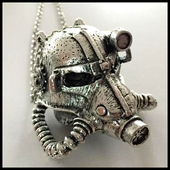 Metal Post Apocalyptic Gas Mask Helmet Pendant Necklace – Heavy Metal Armor