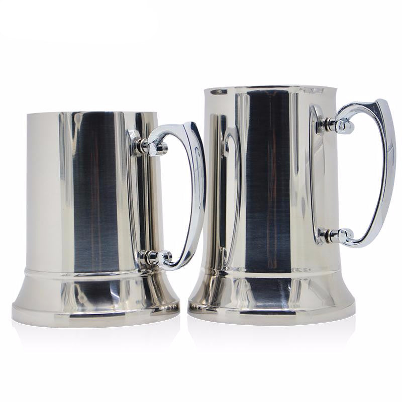 Classic Metal Beer Mug Tankard Chalice Double Walled Stainless Steel ...