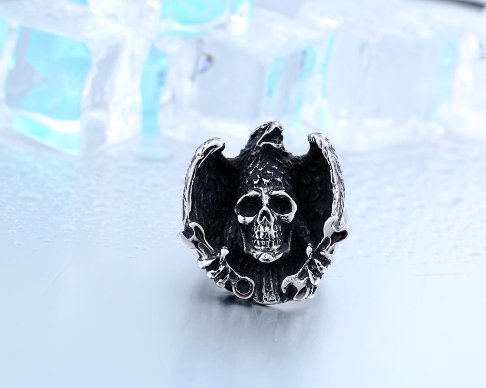 Metal Raven Skull Ring Stainless Steel – Heavy Metal Armor