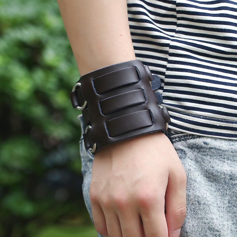 Heavy Metal Leather Bracelet Three Row with Metal O Rings – Heavy Metal ...