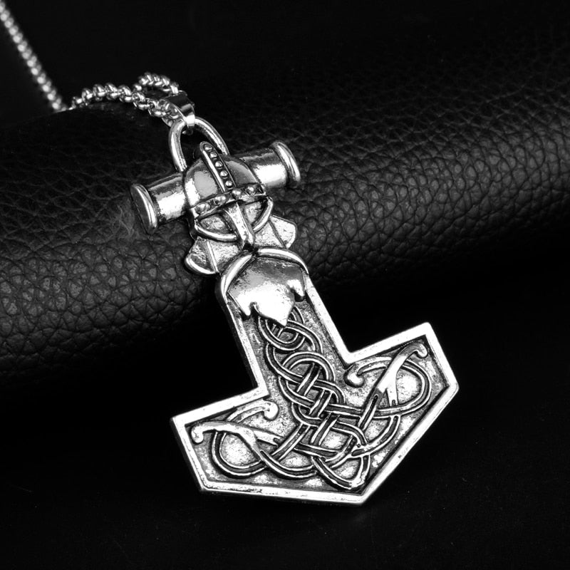 Metal Thor's Hammer Mjolnir Knots Viking Amulet Pendant Necklace ...