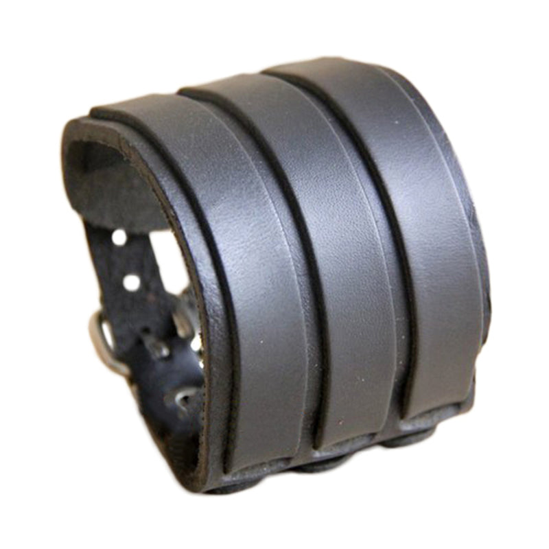 Tri Band Heavy Metal Leather Bracelet – Heavy Metal Armor