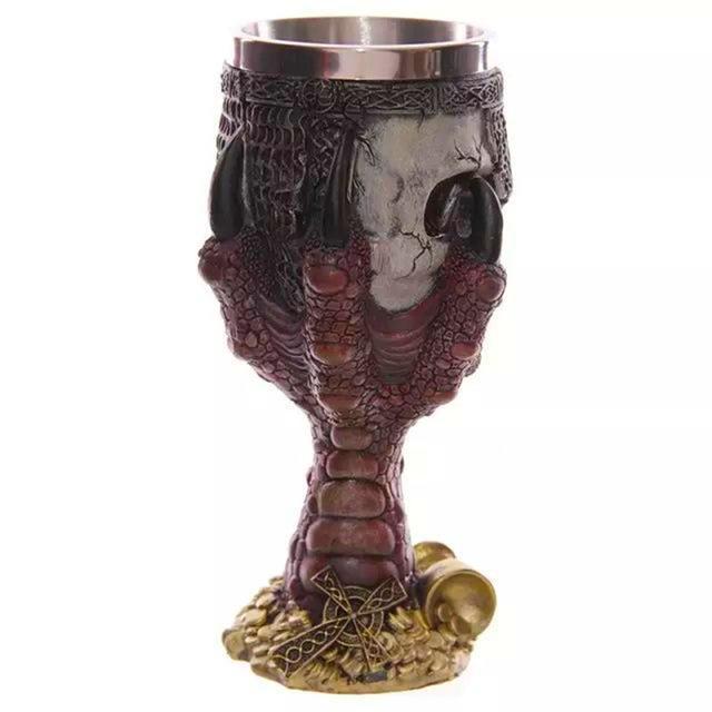 Metal Skull Chalice with Eagle Talons Claws Holding Goblet Tankard Sta ...